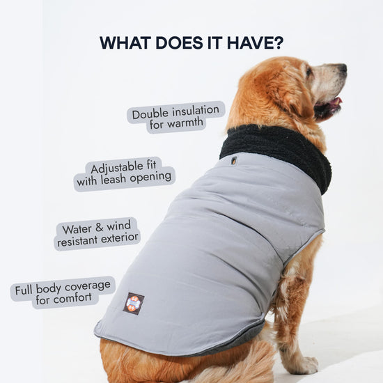 Pawfect Shield Puffer Jacket - Light Grey – Barks & Wags
